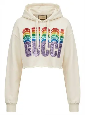 Gucci Sequin Embellished Cropped Hoodie