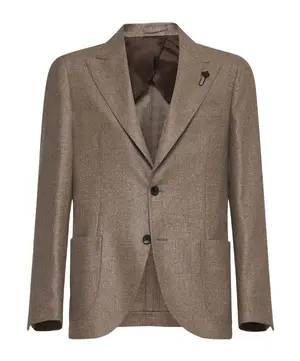 LARDINI Classic Checkered Blazer With Notch Lapel