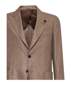 LARDINI Classic Checkered Blazer With Notch Lapel