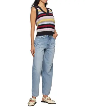 GANNI Striped V-neck Knitted Vest