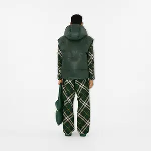 Burberry Equestrian Knight Motif Checked Wide-leg Trousers - Black