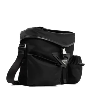 Prada Re-nylon And Leather Shoulder Bag - Black