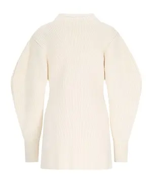 JIL SANDER V-neck Knitted Cardigan With Lantern Sleeves - Cream