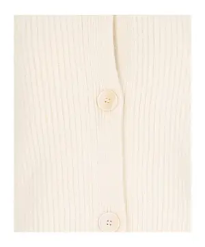 JIL SANDER V-neck Knitted Cardigan With Lantern Sleeves - Cream