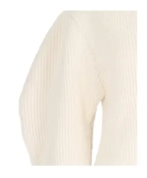 JIL SANDER V-neck Knitted Cardigan With Lantern Sleeves - Cream