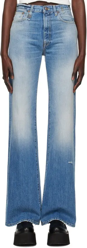 R13 Jane High-waisted Wide-leg Jeans With Faded Wash And Whiskering