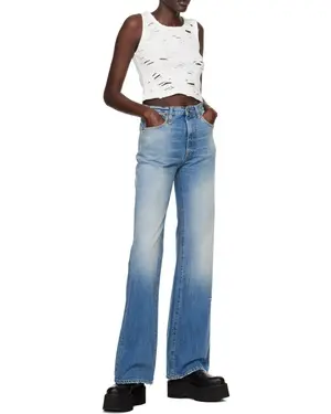 R13 Jane High-waisted Wide-leg Jeans With Faded Wash And Whiskering