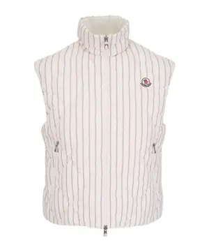 Moncler Striped Down Vest With Stand Collar - No