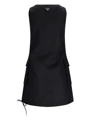 Prada Logo Plaque Sleeveless Mini Dress