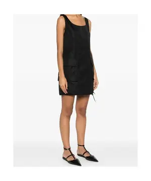 Prada Logo Plaque Sleeveless Mini Dress