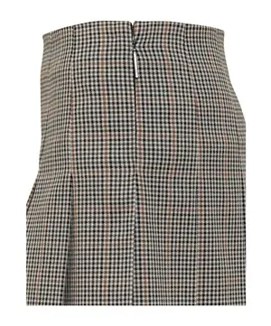MSGM Plaid Pleated Mini Skirt With Logo Patch - Gray