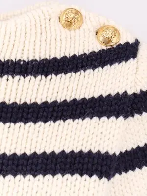 Celine Boat Neck Marinière Sweater In Cashmere - Cream/navy