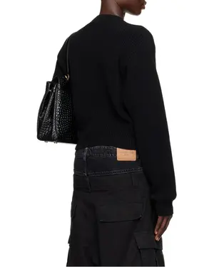 Balenciaga Logo Patch Cropped Sweater - Black