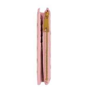 Bottega Veneta Medium Intrecciato Bi-fold Zip Wallet - Pink