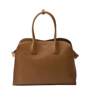 PRADA Prada Large Leather Tote Bag With Embossed Logo
