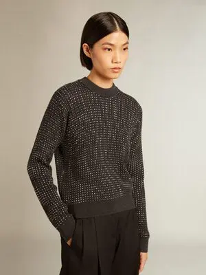 GOLDEN GOOSE Merino Wool Sweater With All-over Crystal Embellishments - Black