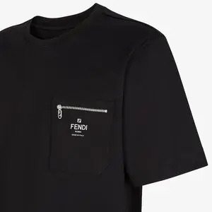 Fendi Logo Printed Crewneck T-shirt - Black
