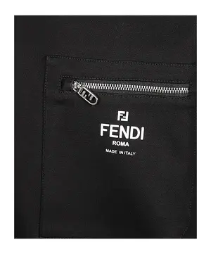 Fendi Logo Printed Crewneck T-shirt - Black