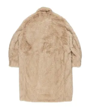 Balenciaga Faux Fur Double-breasted Coat - Camel