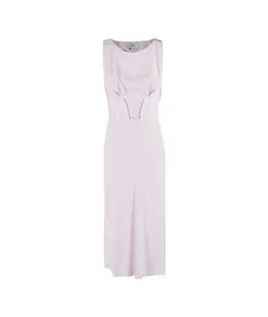 Elisabetta Franchi Sleeveless Boatneck Dress With Corset Detail - Pink