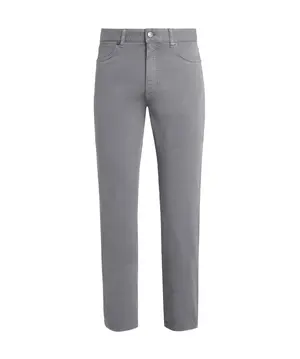Zegna Slim-cut Jeans With Logo Patch - Gray