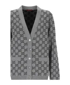 Gucci Monogrammed Button-up Cardigan - Gray