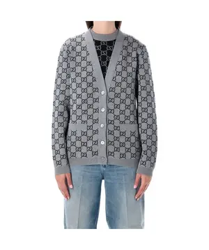 Gucci Monogrammed Button-up Cardigan - Gray