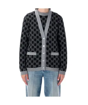 Gucci Monogrammed Button-up Cardigan - Gray