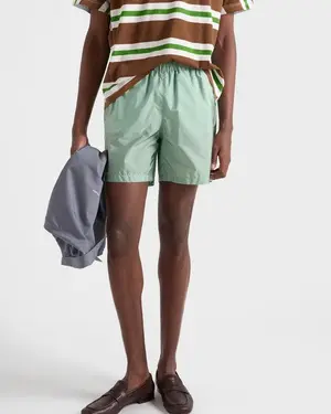 Prada Re-nylon Zip-pocket Swim Shorts - Aquamarine/lime