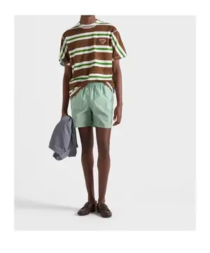 Prada Re-nylon Zip-pocket Swim Shorts - Aquamarine/lime