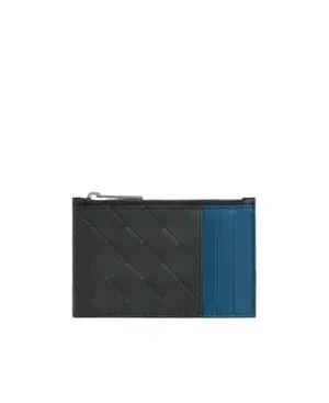 Bottega Veneta Intrecciato Zipped Card Case - Black