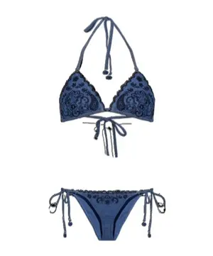 Zimmermann Embroidered Triangle Bikini Set - Blue
