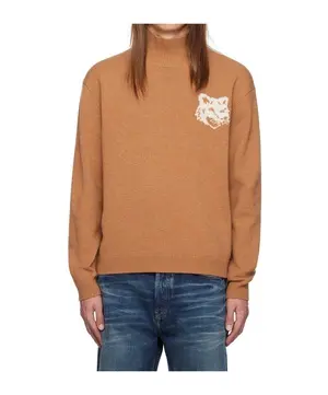 Maison Kitsuné High-neck Knitted Sweater - Brown