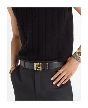 Fendi Ff Motif Reversible Buckle Belt - Black