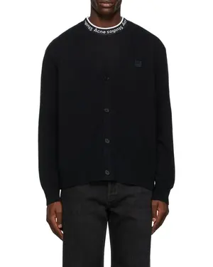 Acne Studios Logo Patch Knitted Cardigan - Black