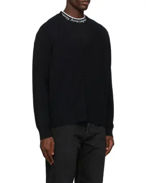 Acne Studios Logo Patch Knitted Cardigan - Black
