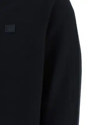 Acne Studios Logo Patch Knitted Cardigan - Black