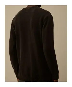 C.P. COMPANY Chenille Crew Neck Knitwear With Lens Detail - Black
