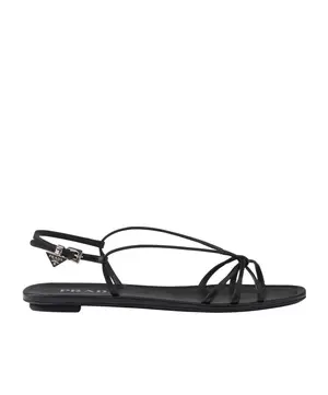 Prada Square-toe Sandals With Buckle Detail