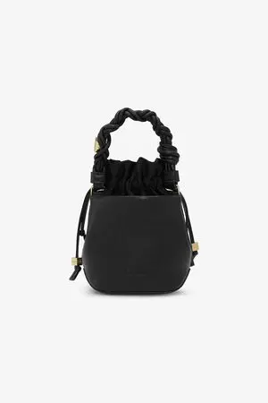 GANNI Bou Mini Drawstring Bucket Bag - Black