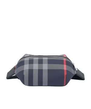 Burberry Check Pattern Zipped Belt Bag - Blue/black/red