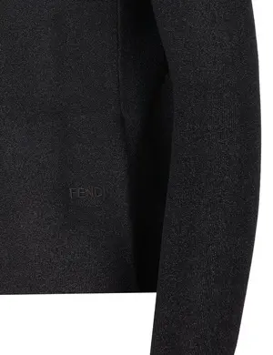 Fendi Long Sleeve Vertical Collar Sweater With Back Tie