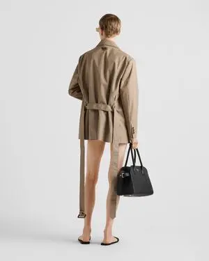 Prada Single-breasted Twill Jacket With Leather Belt