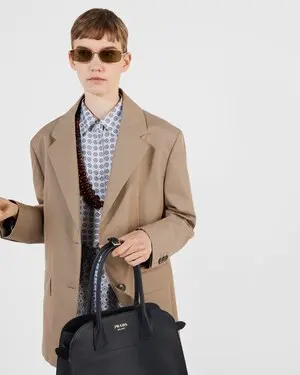 Prada Single-breasted Twill Jacket With Leather Belt