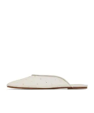 Magda Butrym Mesh Crystal Embellished Flat Mules - Cream