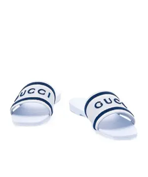 Gucci Logo Lettering Slip-on Slides - White