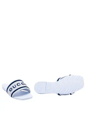 Gucci Logo Lettering Slip-on Slides - White