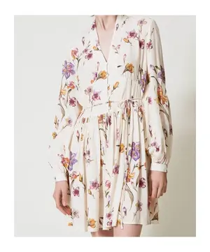 TWINSET Floral Print V-neck Mini Dress