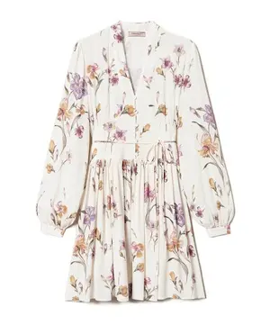 TWINSET Floral Print V-neck Mini Dress - Multicolor