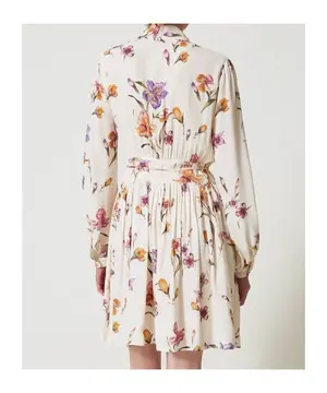 TWINSET Floral Print V-neck Mini Dress